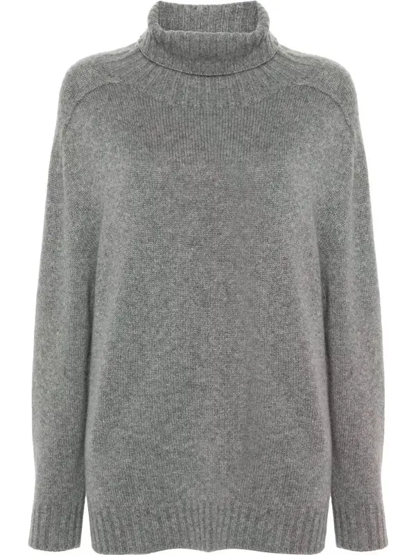 Eric Bompard Hammer-sleeve Round-neck Sweater - Grey