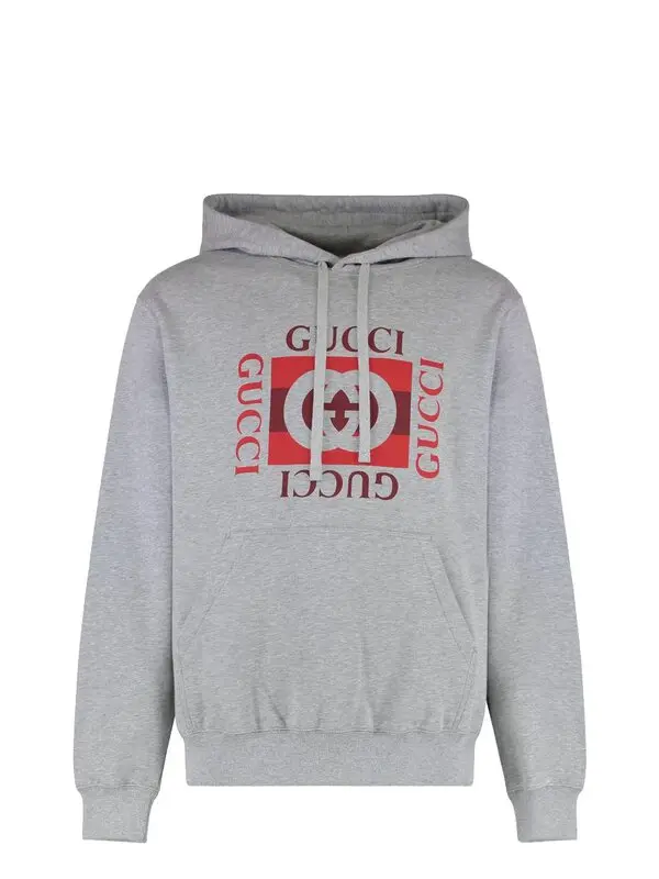 Gucci Logo Print Hoodie - Grey