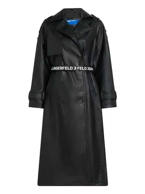Karl Lagerfeld Faux-leather Trench Coat - Black