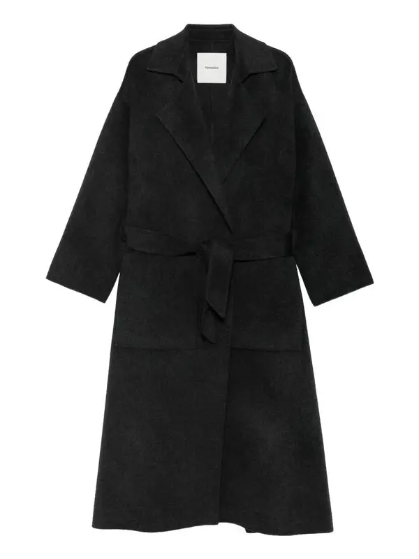 Nanushka Belted Wool Coat - Grey
