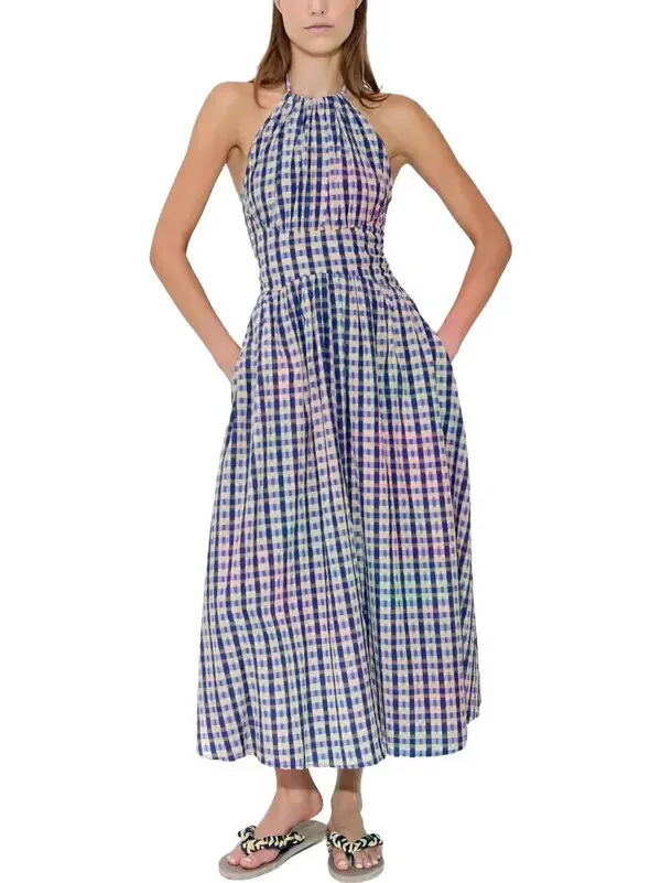 Rosie Assoulin Check-pattern Midi Dress - Blue