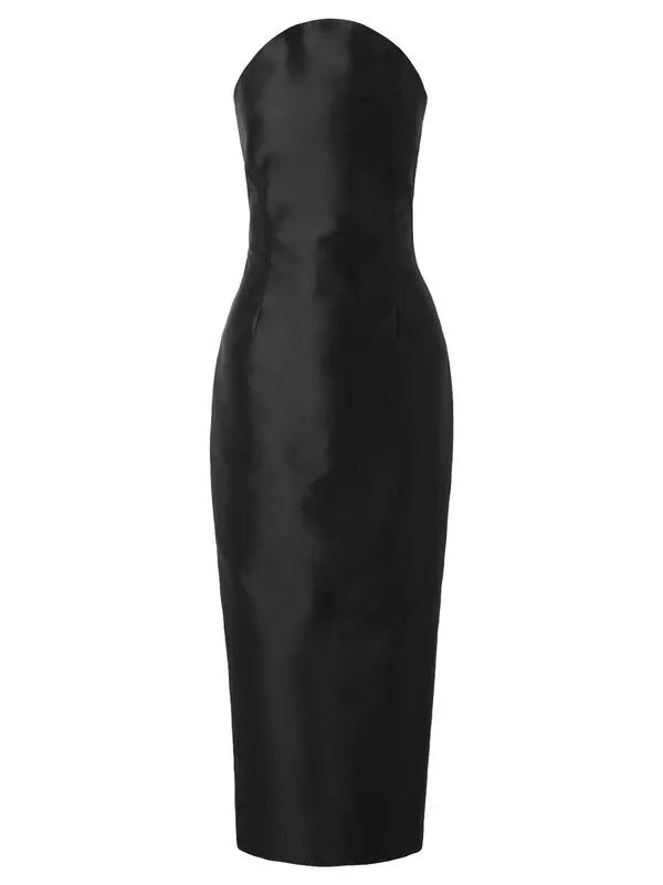 VIOLANTE NESSI Monica Strapless Satin Midi Dress - Black