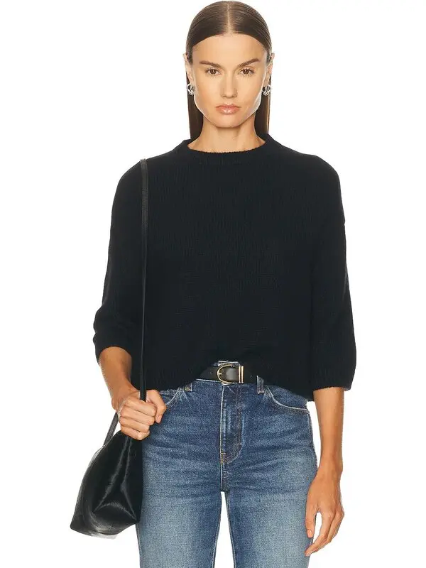 Khaite Sabina Cropped Cashmere Sweater - Black