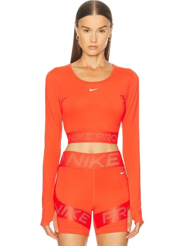 Nike Dri-fit Cropped Long Sleeve Top - Light Crimson  Ember Glow  & White
