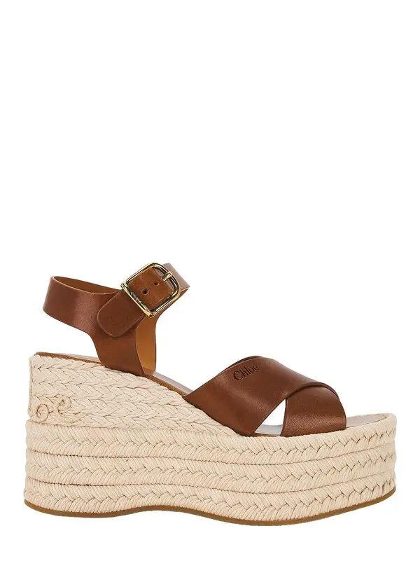 Chloé Isla Wedge Sandal - Ginger Brown