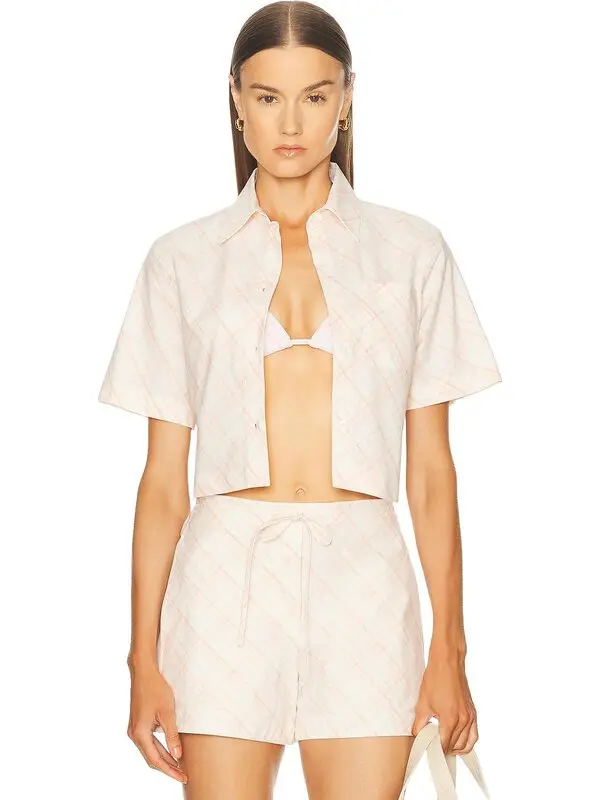 Burberry Cropped Button-up Top - Dusky Rose Ip Check