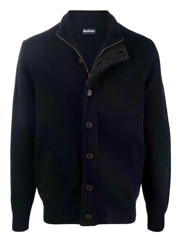 Barbour High-neck Wool Cardigan - Blue