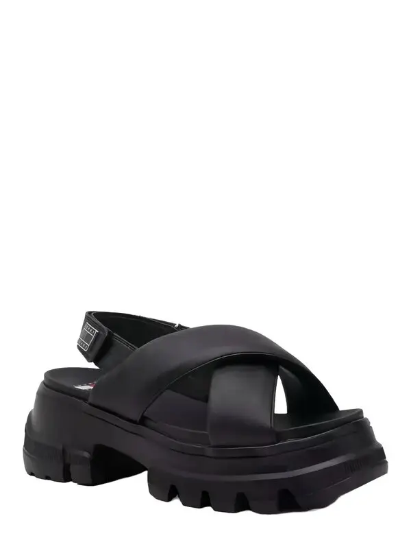 Tommy Hilfiger Cross-strap Slingback Sandals - Black