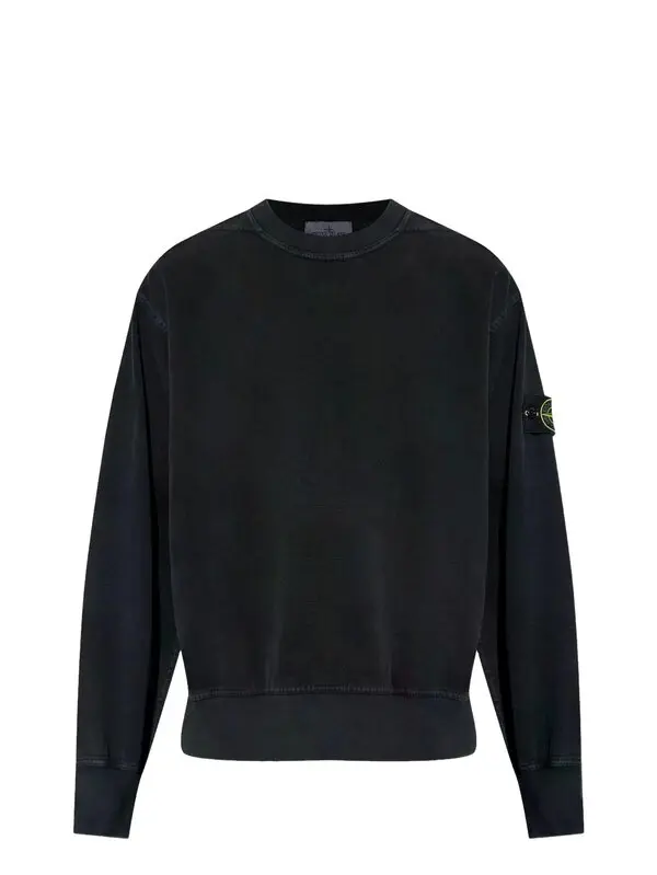 Stone Island Crew-neck Sweatshirt With Compass Badge - Black