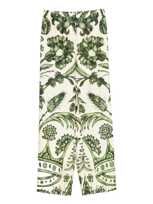 F.R.S FOR RESTLESS SLEEPERS Floral-print Silk Trousers - Green