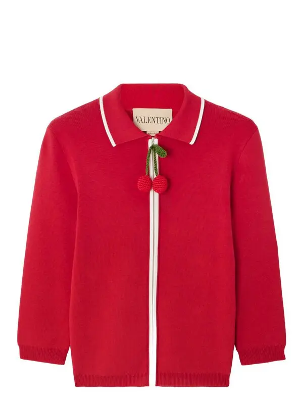 Valentino Garavani Cropped Cotton Cardigan - Red