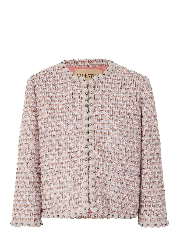 Valentino Garavani Crystal-embellished Tweed Jacket - Pink