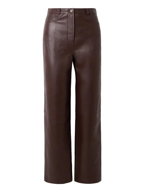 Loulou De Saison Cobe Paneled Leather Straight-leg Pants - Brown