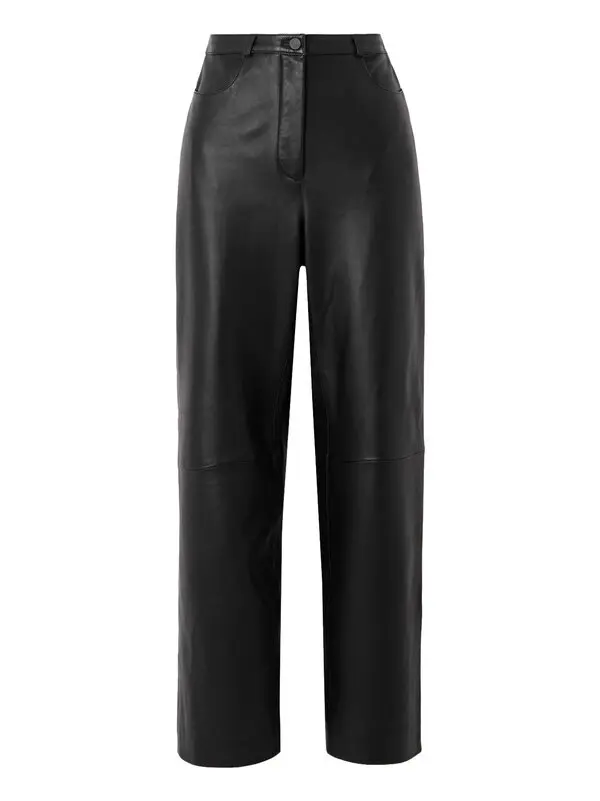 Loulou De Saison Cobe Paneled Leather Straight-leg Pants - Black