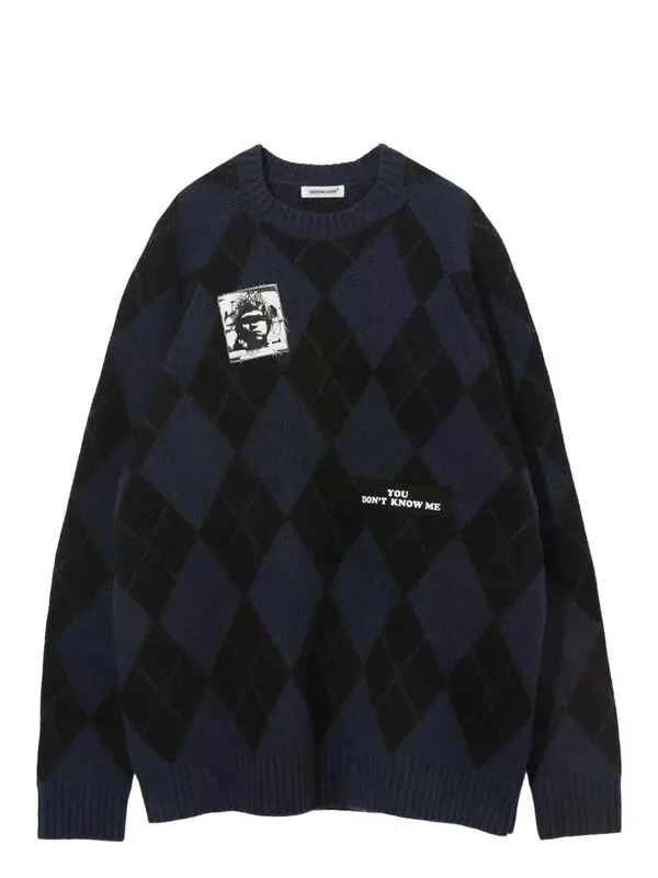 UNDERCOVERISM Argyle Patterned Sweater - Blue
