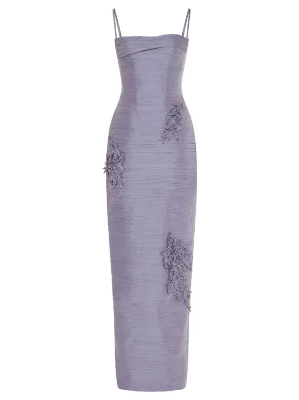 MARMAR HALIM Corseted Embroidered Gown - Purple