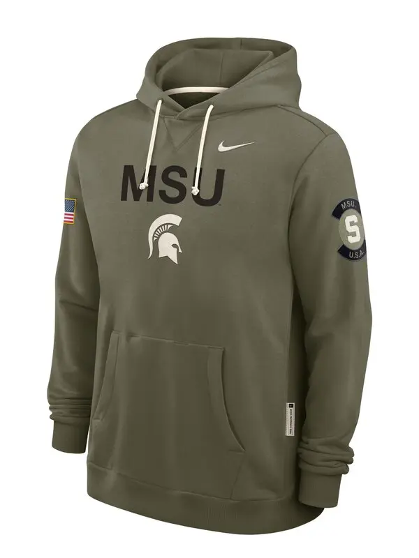 Nike Michigan State 2025 Military Appreciation Dri-fit College Pullover Hoodie - Green