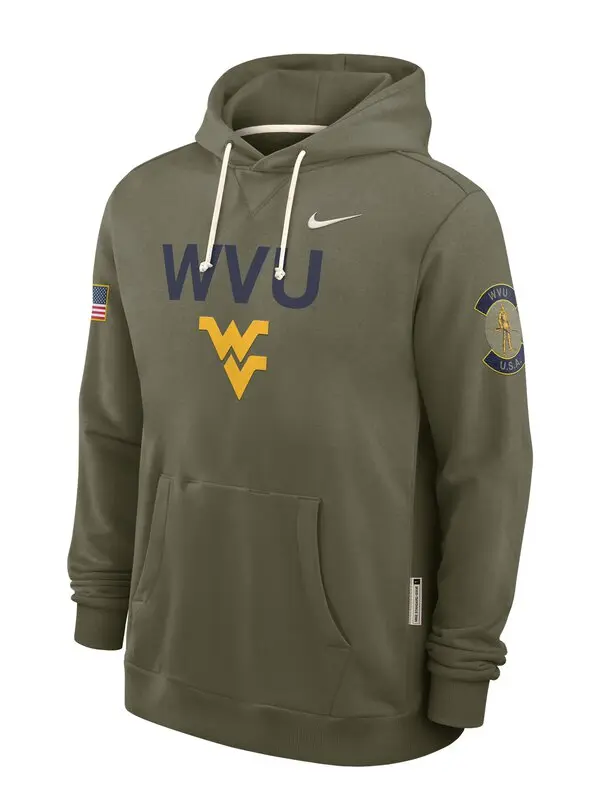 Nike West Virginia 2025 Military Appreciation Dri-fit College Pullover Hoodie - Green