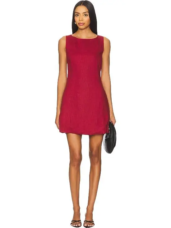 AEXAE X Boat Neck Low Back Mini Dress - Burgundy
