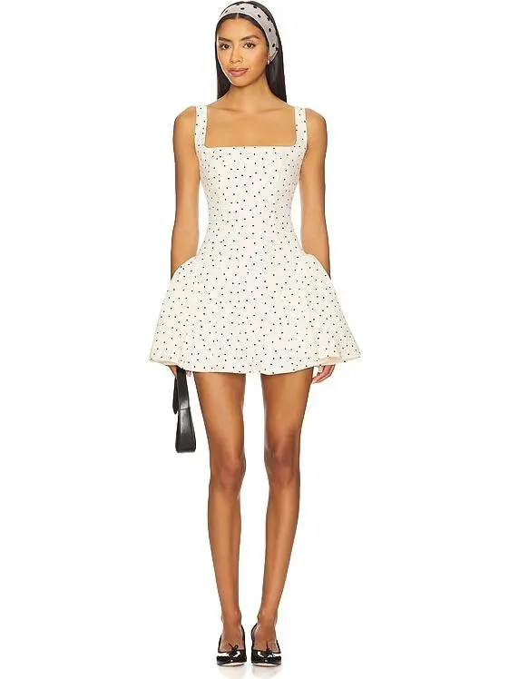 MORE TO COME Belina Mini Dress - Cream Polka Dot