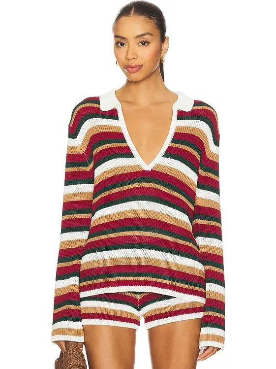 SEVEN WONDERS Benson Knit Top - Red Multi Stripe