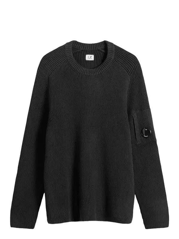 C.P. COMPANY Full Rib Crew Neck Jumper - Black