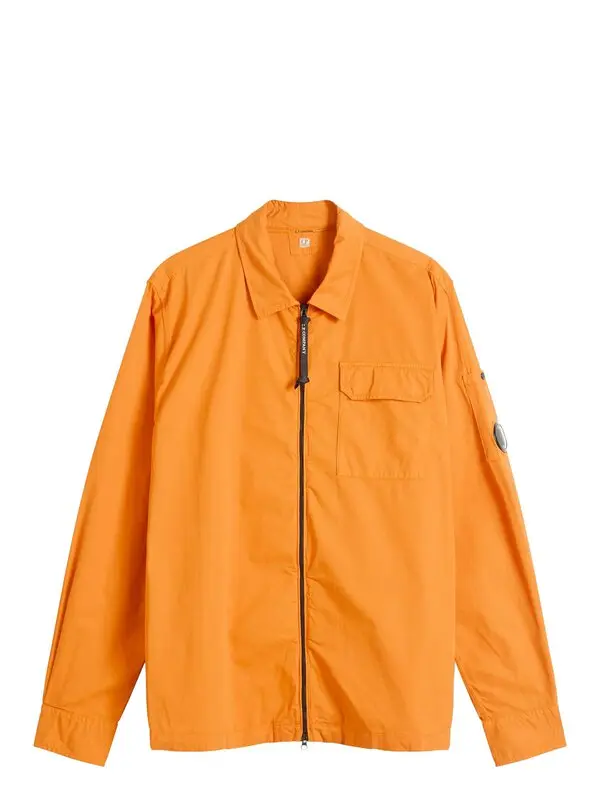 C.P. COMPANY Organic Gabardine Zip Overshirt - Russet Orange