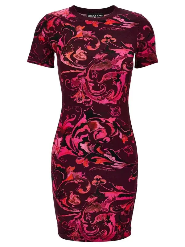 Versace Floral-print Mini Dress - Pink