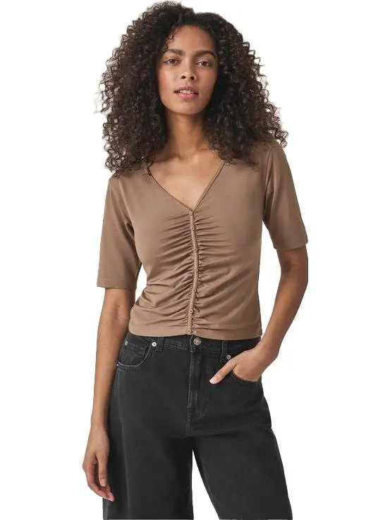 Splendid Yasmina Ruched Tee - Natural