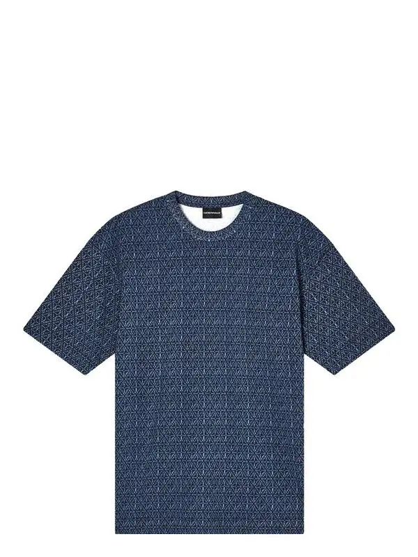 Emporio Armani Asv Jersey T-shirt With Majolica-effect Print - Blue