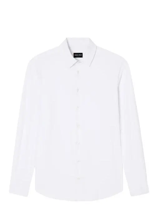 Giorgio Armani Slim-fit Shirt In Micro-textured Jersey - White
