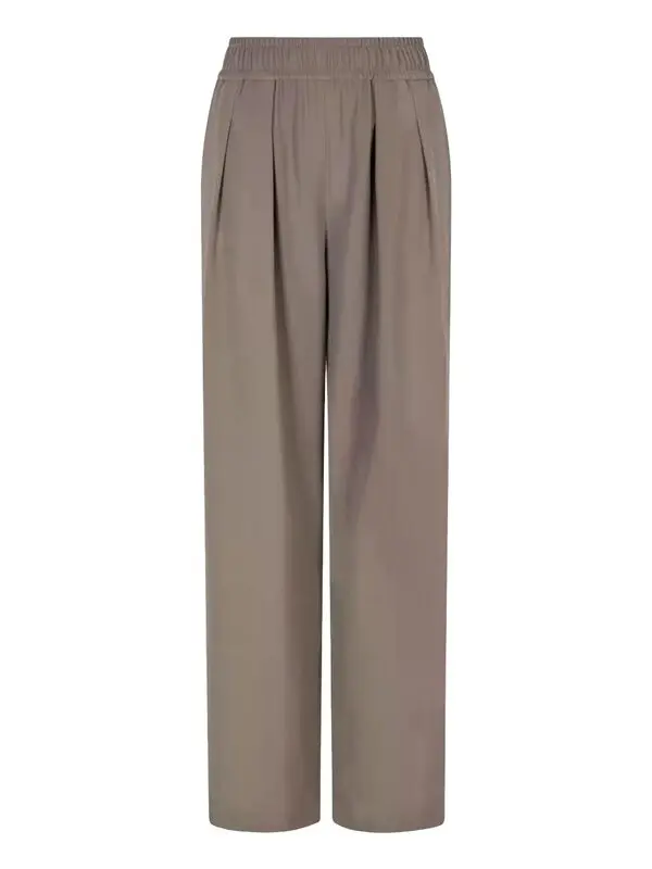 Emporio Armani Elastic-waist Pleated Trousers - Brown