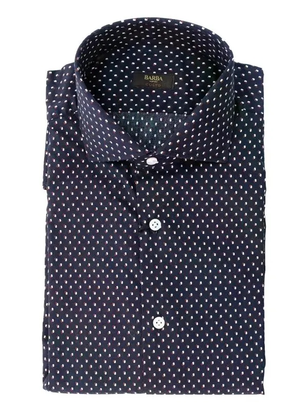 BARBA NAPOLI Micro-pattern Button-down Shirt - Blue