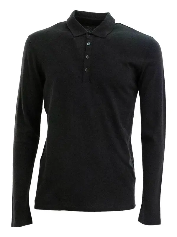 Majestic Filatures Long-sleeved Polo Shirt - Black