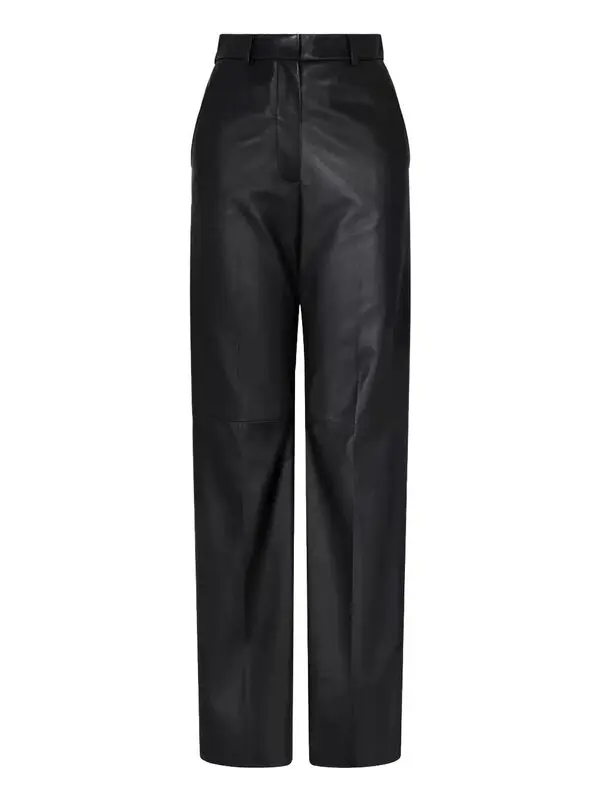 Emporio Armani Faux-leather Flared Trousers - Black