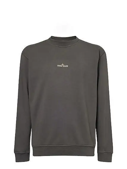 Stone Island Industrial-print Cotton-jersey Sweatshirt - Lead Grey