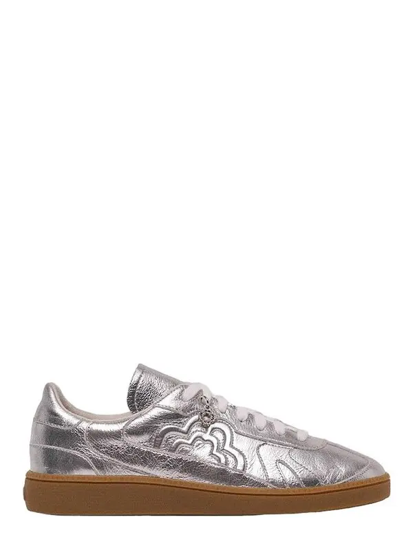 Maje Metallic Leather Sneakers - Silver