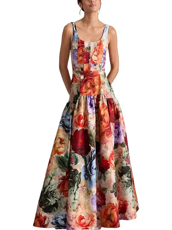 Alice + Olivia Diana Structured Maxi Dress - Storm Floral L