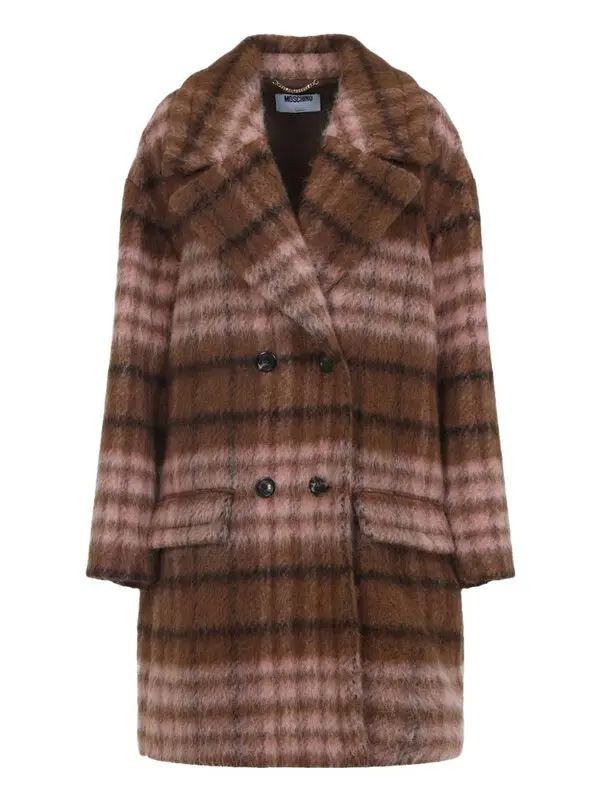 Moschino Checked Double-breasted Coat - Multi Brown