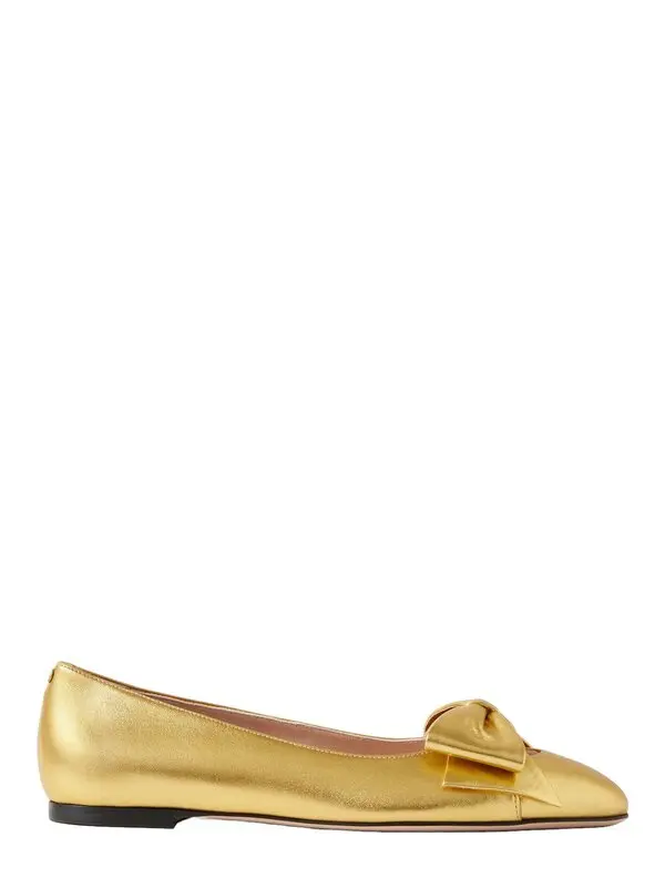 Valentino Garavani Bowow Metallic Leather Ballet Flats - Gold
