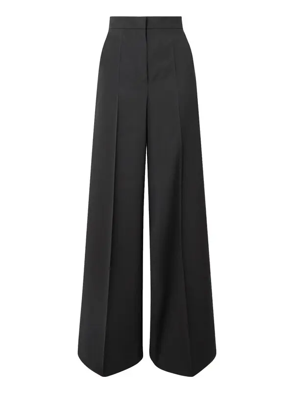 Max Mara Fernet Wool-canvas Wide-leg Pants - Black