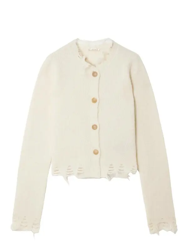 HAIKURE Jill Distressed Knitted Cardigan - White