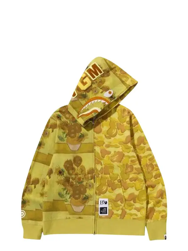 A BATHING APE X Van Gogh Museum Shark Full Zip Hoodie - Yellow