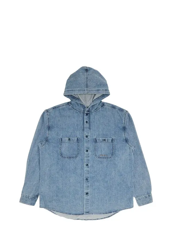 Supreme Hooded Denim Shirt - Blue