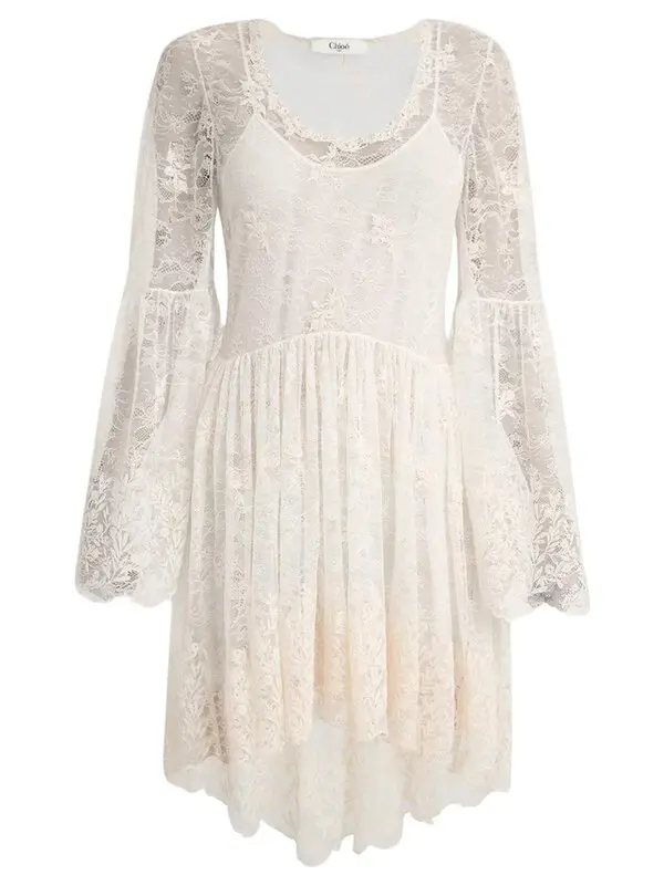 Chloé Lace U-neck Mini Dress - Iconic Milk