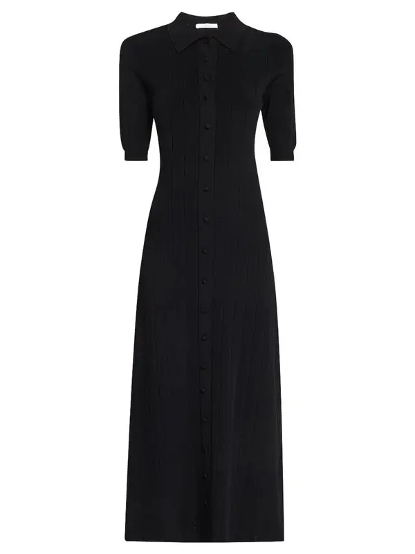 Adam Lippes Fenwick Jacquard Polo Button-down Dress - Black