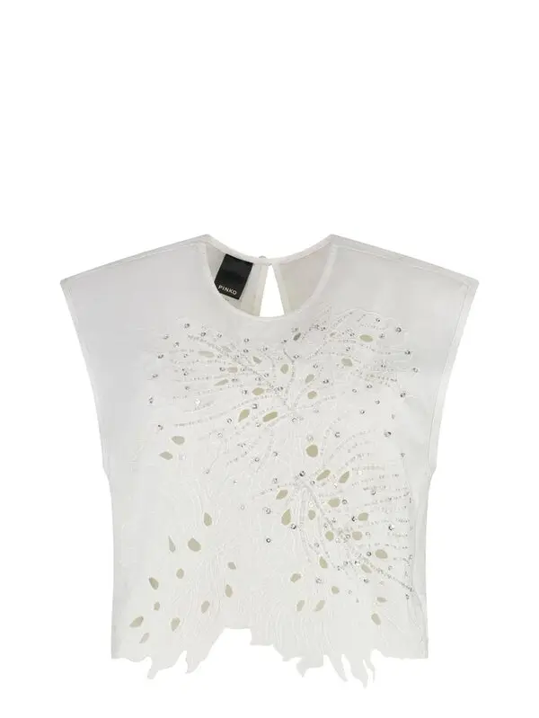 Pinko True Colors Cotton Crop Top - White