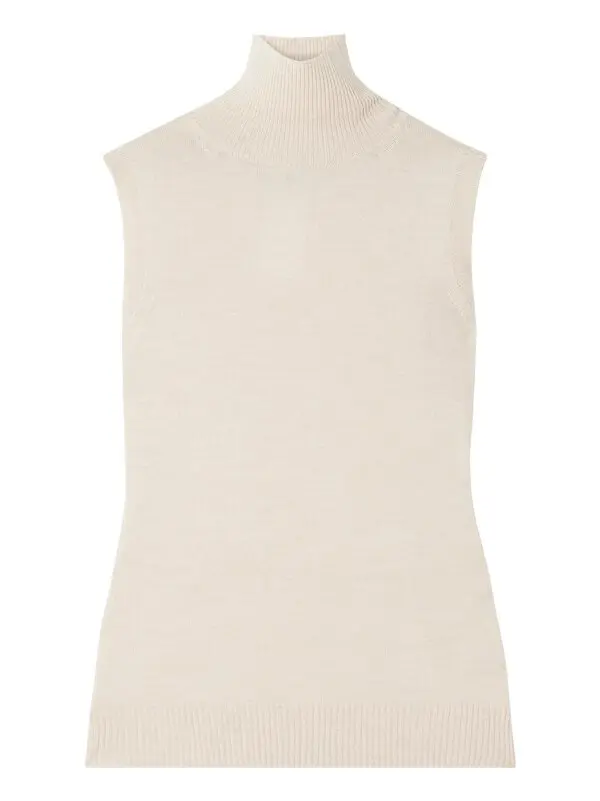 Sportmax Vertigo Wool Turtleneck Tank - Neutrals