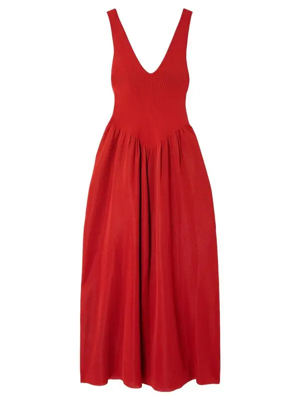 Altuzarra Lollie Gathered Stretch-knit Maxi Dress - Red