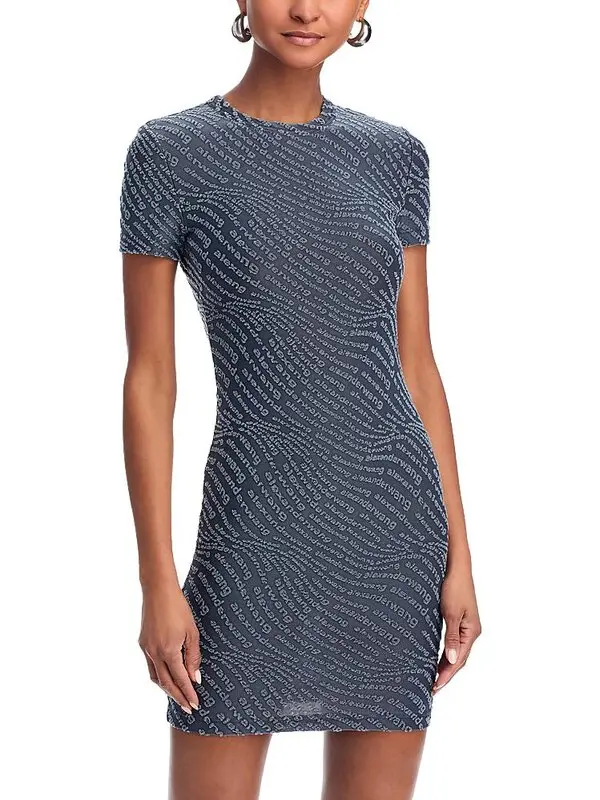 Alexander Wang Jacquard Logo Mini Dress - Graphite